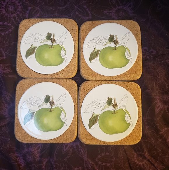 L. Silva | Kitchen | Portugal Artisan Signed Coasters Green Apple ...